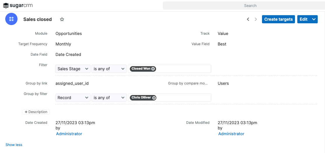KPI Tracking | SugarCRM Module